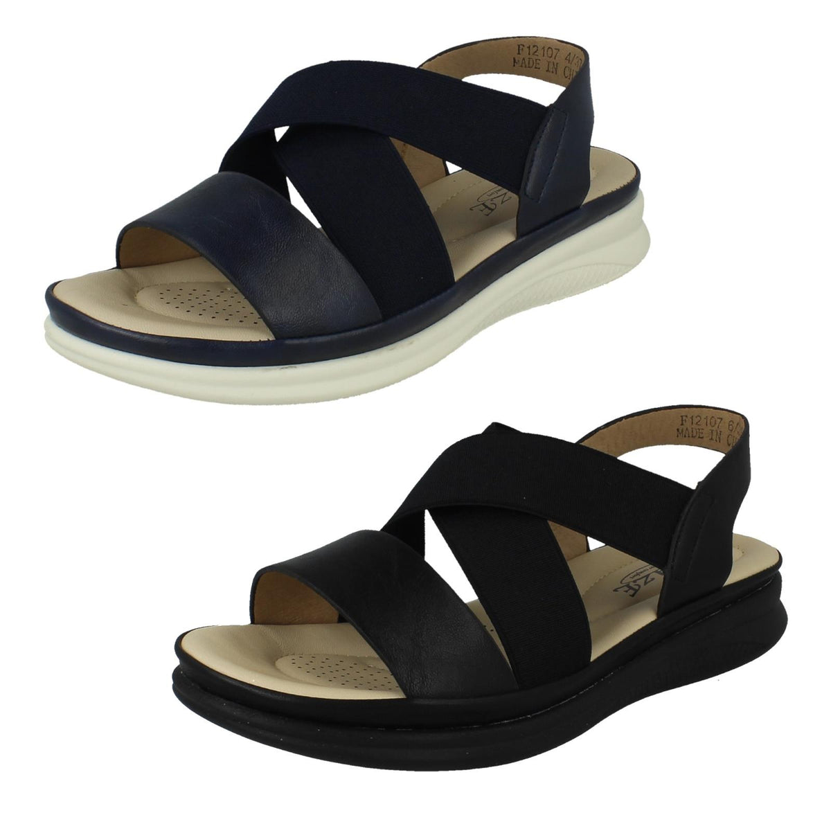 Ladies Eaze Slip On Elasticated Summer Sandals F12107 – Blunts Shoes