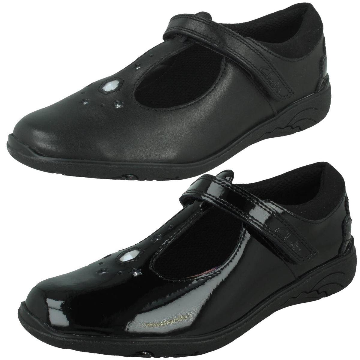 Girls Clarks Gem And Stars T-Bar School Shoes Relda Gem – Blunts Shoes