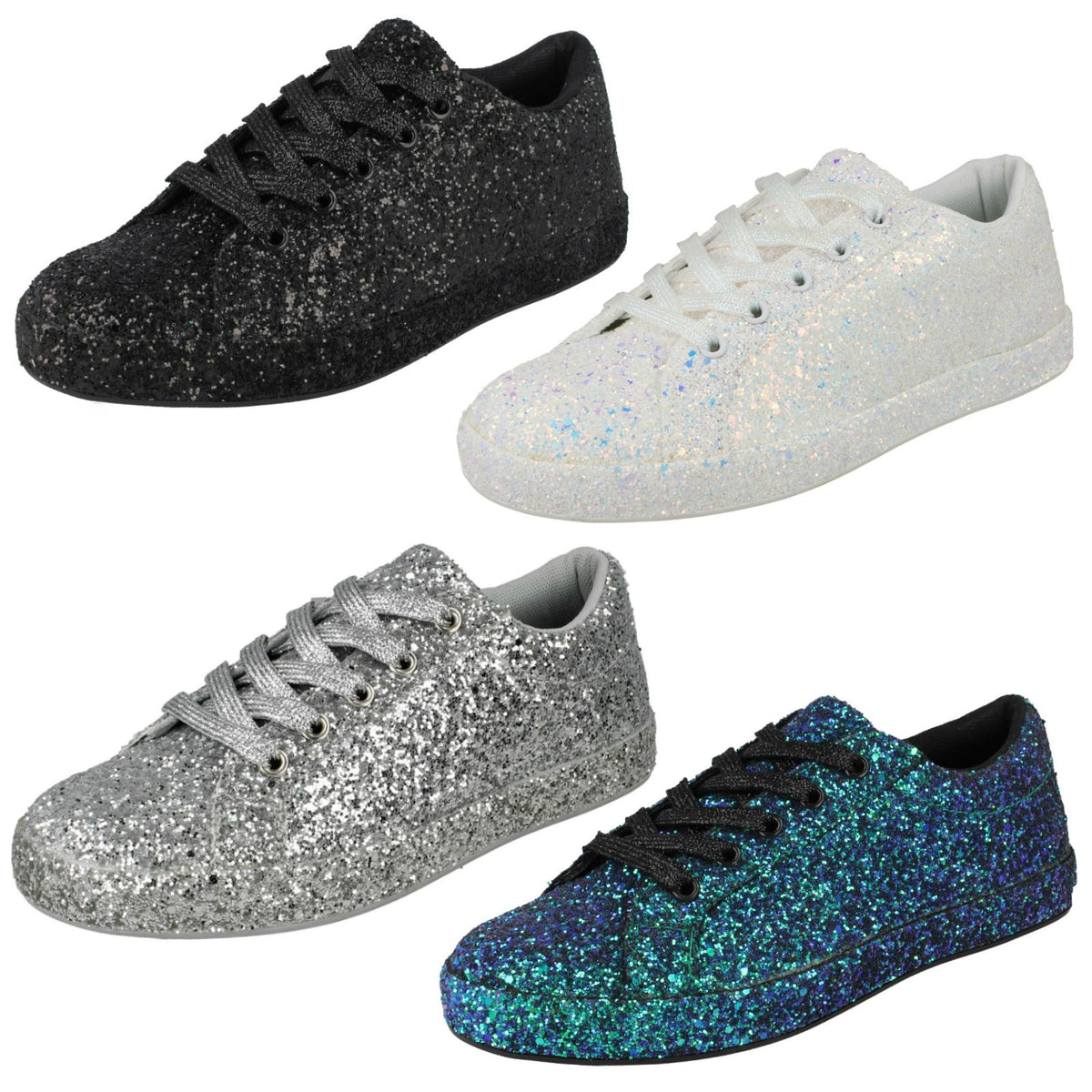 Ladies Spot On Glitter Trainers F7100 – Blunts Shoes